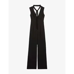 Claudie Pierlot Sleeveless Tie-neck Jumpsuit - Black