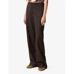 Claudie Pierlot Straight-leg Mid-rise Stretch Wool-blend Trousers