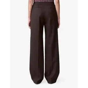 Claudie Pierlot Straight-leg Mid-rise Stretch Wool-blend Trousers