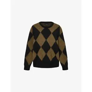 ALLSAINTS Bower Diamond-pattern Knitted Jumper Xxl - Black/brown