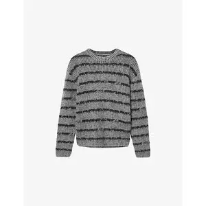 ALLSAINTS Dissolved Striped Knitted Jumper - Grey/black