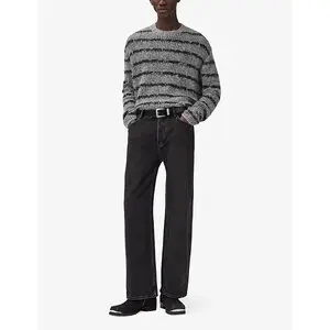 ALLSAINTS Dissolved Striped Knitted Jumper - Grey/black