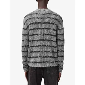 ALLSAINTS Dissolved Striped Knitted Jumper - Grey/black