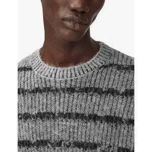 ALLSAINTS Dissolved Striped Knitted Jumper - Grey/black