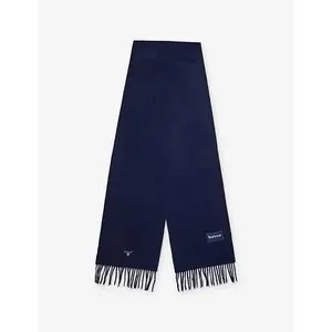 Barbour Plain Fringed Wool Scarf - Navy