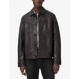 ALLSAINTS Nates Collared Leather Jacket - Trail Brown