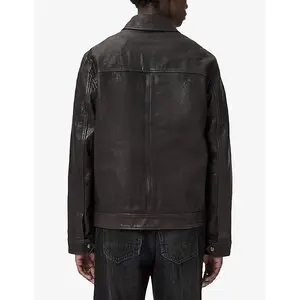 ALLSAINTS Nates Collared Leather Jacket - Trail Brown