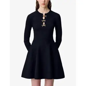 Claudie Pierlot Knot Long-sleeve Mini Dress