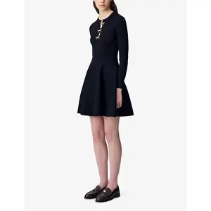Claudie Pierlot Knot Long-sleeve Mini Dress