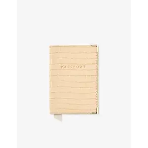 ASPINAL OF LONDON Plain Leather Passport Cover - Buttermilk