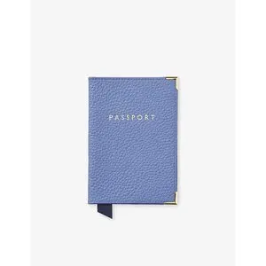 ASPINAL OF LONDON Plain Leather Passport Cover - Capri Blue