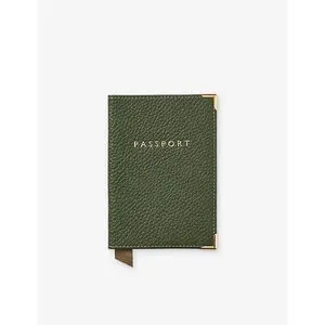 ASPINAL OF LONDON Plain Leather Passport Cover - Racing Green