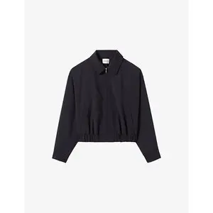 Claudie Pierlot Logo-embroidered Collared Stretch Wool-blend Jacket