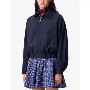 Claudie Pierlot Logo-embroidered Collared Stretch Wool-blend Jacket