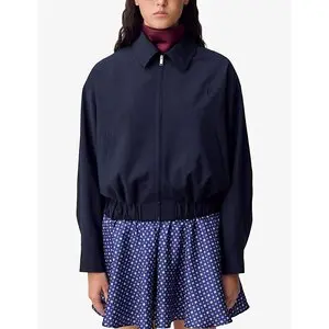 Claudie Pierlot Logo-embroidered Collared Stretch Wool-blend Jacket