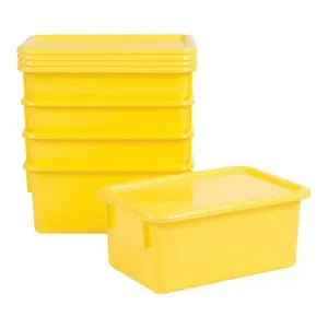 KAPLAN EARLY LEARNING COMPANY Storage Bins With Lidsset Of 5 - Yellow