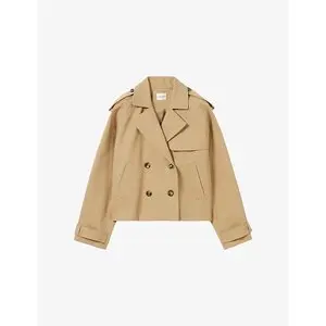 Claudie Pierlot Open-collar Relaxed-fit Cotton Trench Jacket - Camel