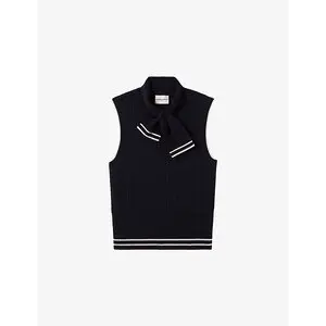 Claudie Pierlot Striped Wool-cashmere Blend Vest - Navy