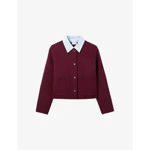 Claudie Pierlot Contrast-collar Cropped Wool Jacket