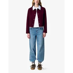 Claudie Pierlot Contrast-collar Cropped Wool Jacket