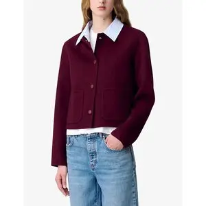 Claudie Pierlot Contrast-collar Cropped Wool Jacket