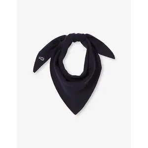 Claudie Pierlot Logo-embroidered Wool And Cashmere Scarf - Navy