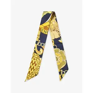 ASPINAL OF LONDON Skinny Silk Scarf - Navy