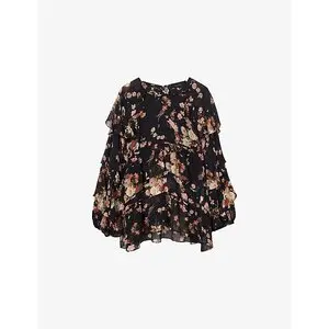 AllSaints Floral Print High-Low Blouses