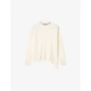 ALLSAINTS Isla Crewneck Asymmetric-hem Merino-wool Jumper - Chalk White