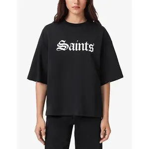 ALLSAINTS Amelie Branded-print Cotton-jersey T-shirt - Black