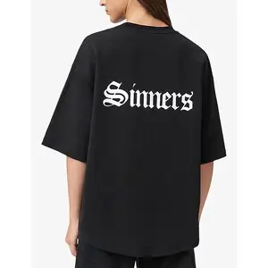 ALLSAINTS Amelie Branded-print Cotton-jersey T-shirt - Black