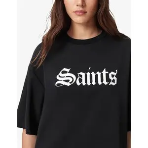 ALLSAINTS Amelie Branded-print Cotton-jersey T-shirt - Black