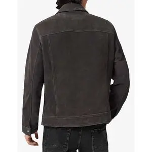 ALLSAINTS Rhone Collared Suede Jacket - Anthracite Gre