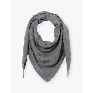 Claudie Pierlot Heart-embroidered Wool And Cashmere Scarf - Mottled Grey