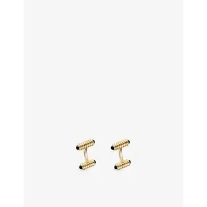 CARTIER Spring Motif 18ct Yellow And Onyx Cufflinks - Gold