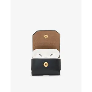 ALLSAINTS Logo-debossed Leather Airpod Case - Black