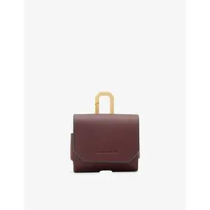 ALLSAINTS Logo-debossed Leather Airpod Case 1 Size Dark Red