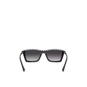 Chanel Rectangle-frame Acetate And Leather Sunglasses - Black