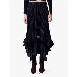 Claudie Pierlot Pleated Elasticated-waist Midi Skirt