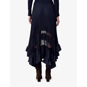 Claudie Pierlot Pleated Elasticated-waist Midi Skirt