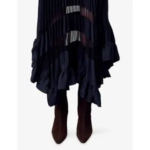 Claudie Pierlot Pleated Elasticated-waist Midi Skirt