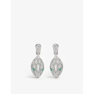 BVLGARI Serpenti Seduttori 18ct White-gold, Emerald And Diamond Earrings - White Gold