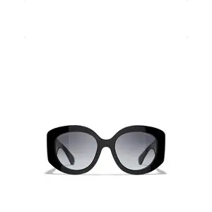 Chanel Oval Acetate Sunglasses - Black