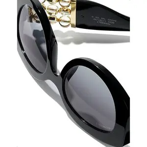 Chanel Oval Acetate Sunglasses - Black