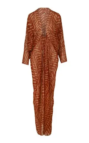 Johanna Ortiz Sensory Printed Georgette Maxi Cover-up - Red