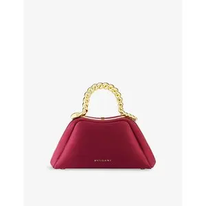 BVLGARI Geraldine Guyot X Serpentine Mini Satin Top Handle Bag - Red