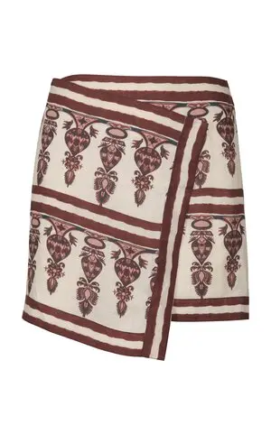 Johanna Ortiz Roots Wrap Linen Mini Skirt - Ivory