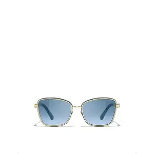Chanel Cat Eye-frame Metal Sunglasses - Gold