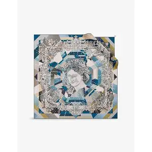 BVLGARI Polychroma Printed Square Silk-twill Scarf - Blue