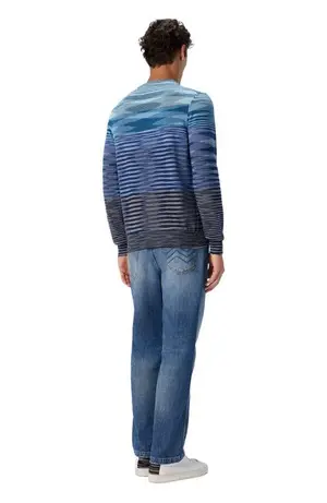 Missoni Crew Neck Slub Knit Sweater - Blue